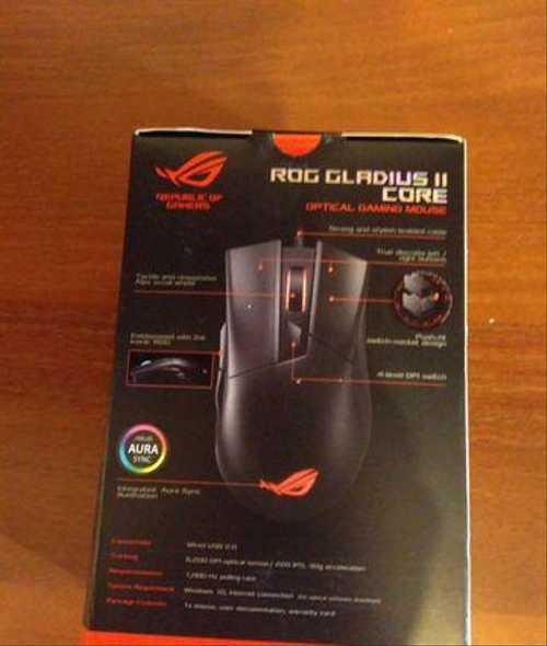 Игровая мышь asus, P507 ROG gladius II core