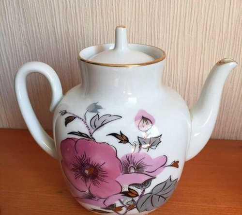 Чайник из сервиза Розовая ветка, фарфор СССР