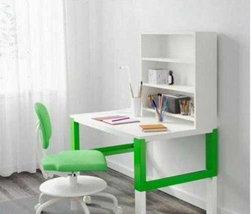Письменный стол Поль Икеа с полкой белый/зеленый