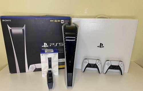 Sony playstation 5 digital edition, 2 геймпада, до
