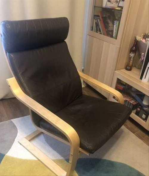 Кожанное кресло IKEA Поэнг