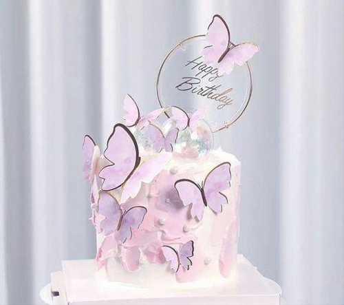 Декор для торта бабочки Happy Birthday