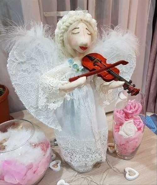 Текстильная кукла ручной работы Ангел со скрипкой