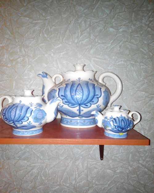 Фарфоровые чайники Гжель