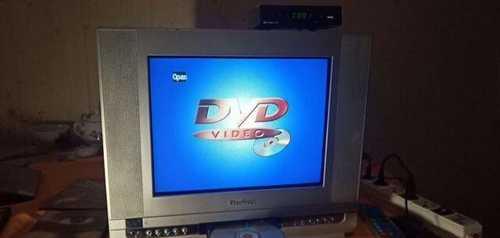 Телевизор-двойка-Elenberg, c DVD video, 37см.диаго
