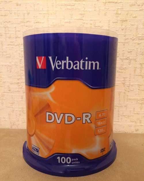 Диски verbatim DVD-R 120 min 4.7Gb 100шт