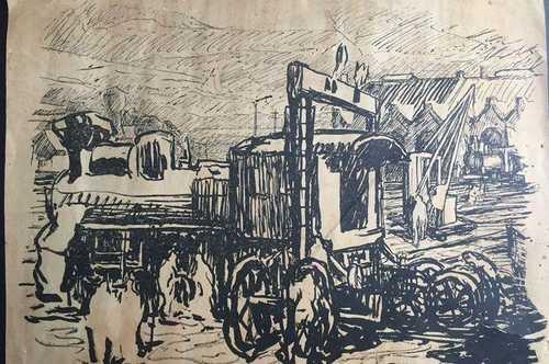 Захаров П.Г. (1902-1983) Ремонт паровоза 1920е