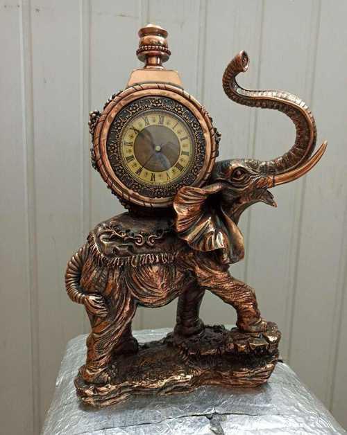 Часы настольные слон цвет бронза