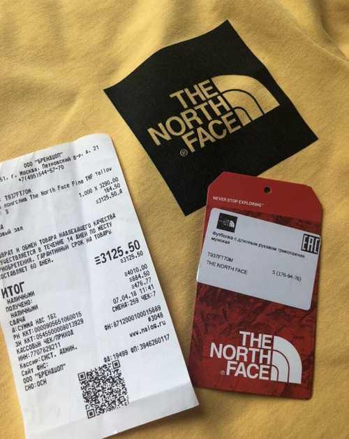 Лонгслив The North Face Fine TNF Yellow