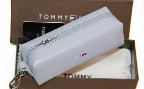 Кожаная женская ключница Tommy light blue
