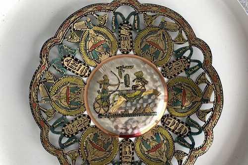 Декоративная настенная тарелка ручная чеканка Егип