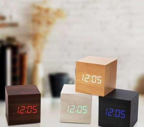 Электронные часы "Деревянный куб"