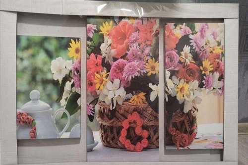 Картина модульная (корзинка с цветами)