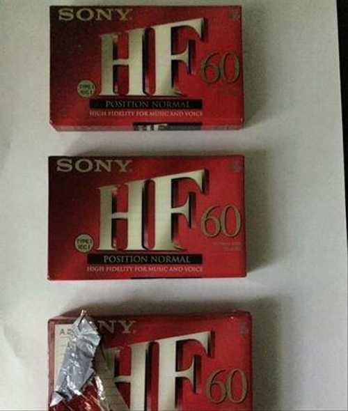 Аудиокассеты sony HF 60 новые запечатанные,3 шт