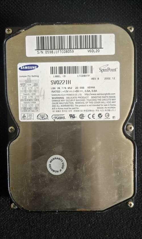Жесткий диск Samsung 20 gb IDE