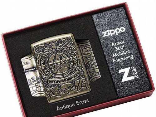 Zippo Armour Multicut Occult Design, Anticue brass