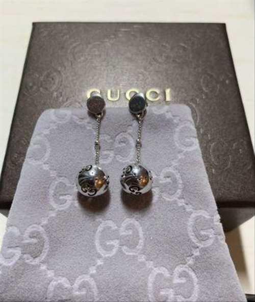 Серьги Gucci белое золото оригинал б/у