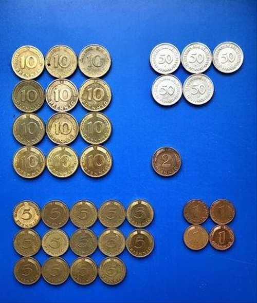 Монеты Германии Фрг Пфеннинги 1949-1996 (36 шт)