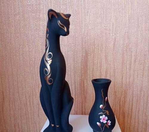Кошка и ваза, чернолощеная керамика