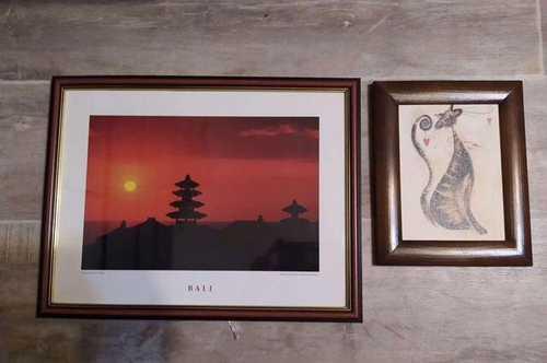 Картины интерьерные Котик и Бали в стекле