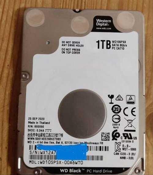 HDD жесткий диск WD Black WD10spsx 1 TB 2.5