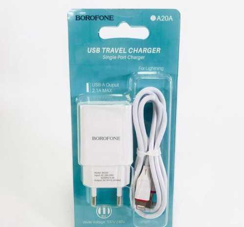 Сзу Borofone BA20A 1 USB+ кабель Lightning