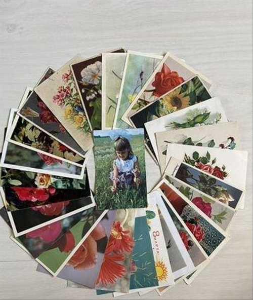 Старые открытки "цветы" 28 шт