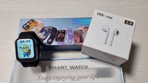 Наушники i9 + Смарт часы Smart Watch м16 (черные)