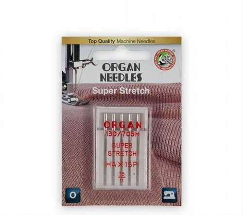 Иглы для бытовых швейных машин "Organ Needles" (супер стрейч), №90, 5 штук, арт. 130/705H