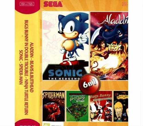Картриджи для приставки Sega 5 в 1, 6 в 1