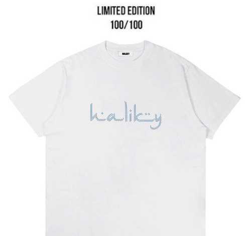 Haliky blue swarovski arabic logo TEE