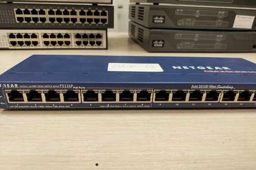 Коммутатор на 16 портов NetGear port 16 fs 116p