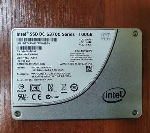 SSD диск Intel DC S3700 100 Гб ssdsc2BA100G3
