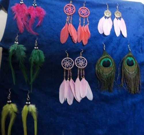Серьги с перьями, подвески, ожерелья, бусы Индия