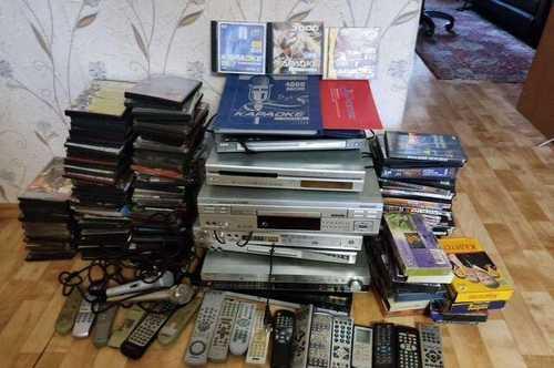 Dvd проигрыватель, караоке, диски, кассеты VHS, ми