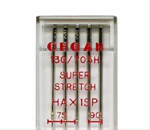 Иглы для бытовых швейных машин "Organ Needles" (супер стрейч), №75, 5 штук, арт. 130/705H