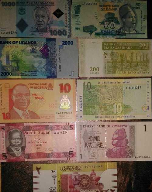 Банкноты Африка, Южная Америка, Азия и острова