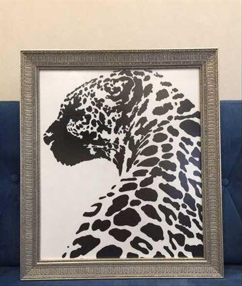 Картина гепард с багетом 55х63
