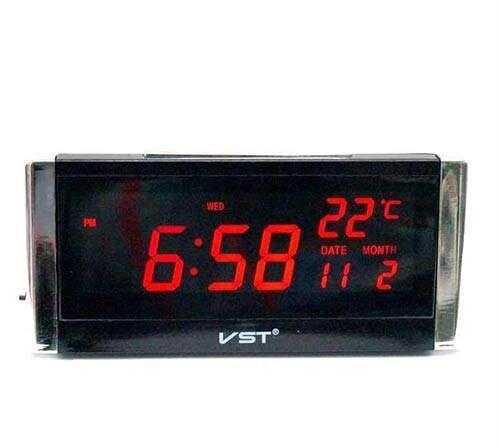 Часы-будильник VST-731W с красной подсветкой