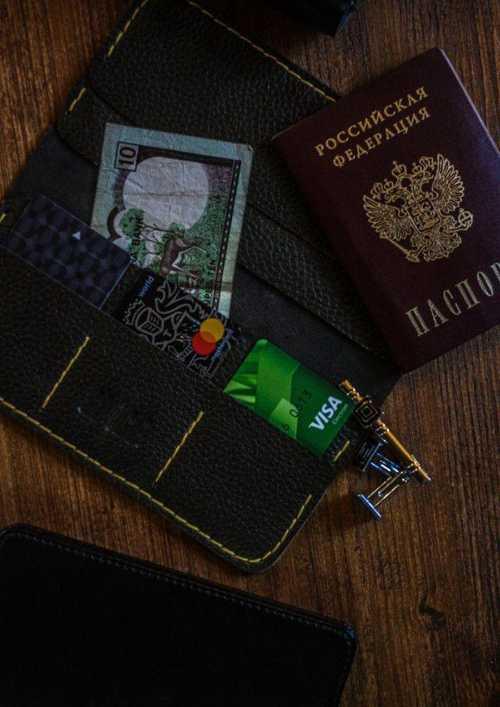 Портмоне кожаное ручная работа Green leather