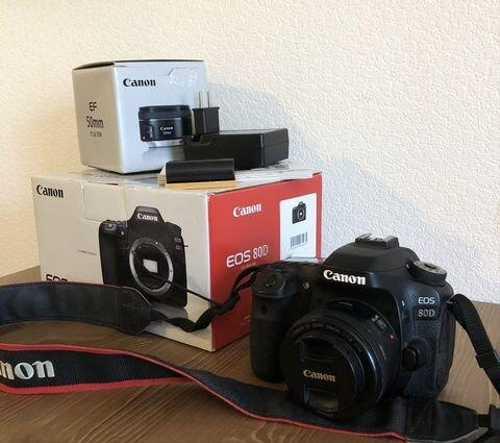 Фотоаппарат Canon 80D + Объектив 50мм
