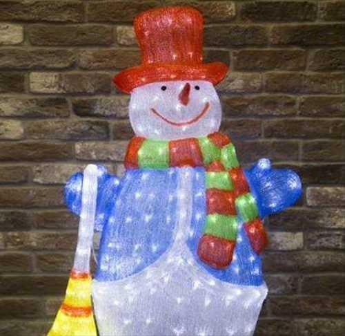 Новогодний светодиодный акриловый снеговик 1 метр