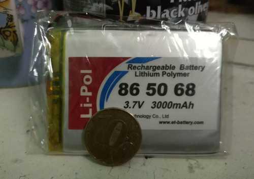 LiPol аккумулятор 3,7V с защитой 865068 3000mAh