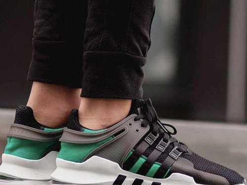 Кроссовки adidas eqt черные с зеленым