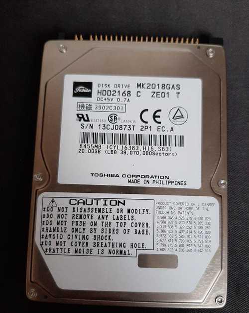 HDD Toshiba MK 2018 GAS 20 гб