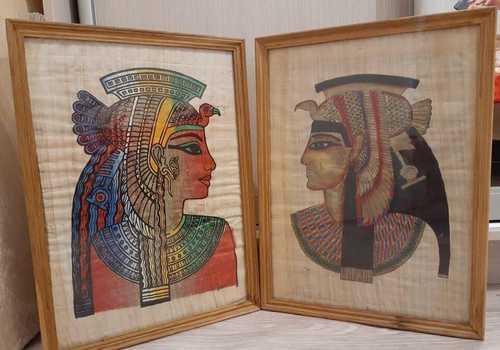 Папирусы из Египта в рамках со стеклом