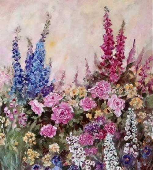 Картина маслом"Мой цветущий сад"