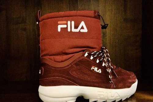 Зимняя обувь Fila новая дутики Burgundy-S