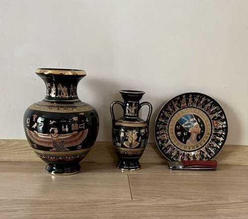 Набор форфора Египет (вазы, амфоры и тарелка)