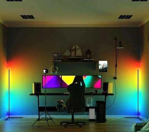 Угловая лампа RGB цветная торшер, управление с тел